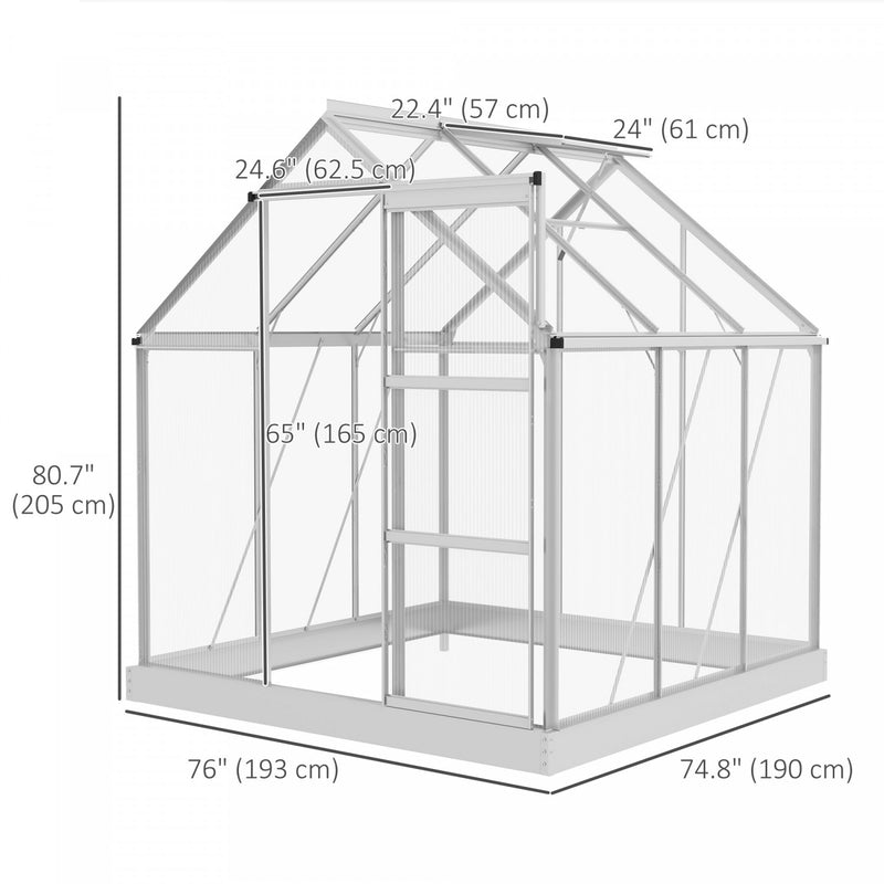 Outsunny 6' x 4' Polycarbonate Greenhouse, Walk-In Greenhouse with ...