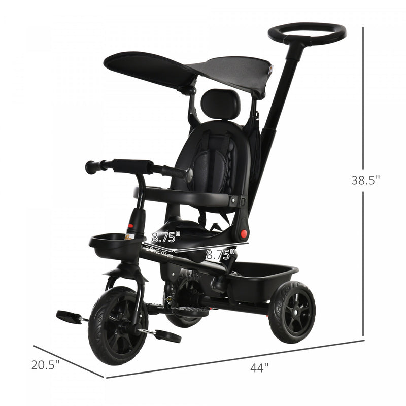 Qaba Kids Tricycle 4 In 1 Trike With Reversible Angle Adjustable Se ...