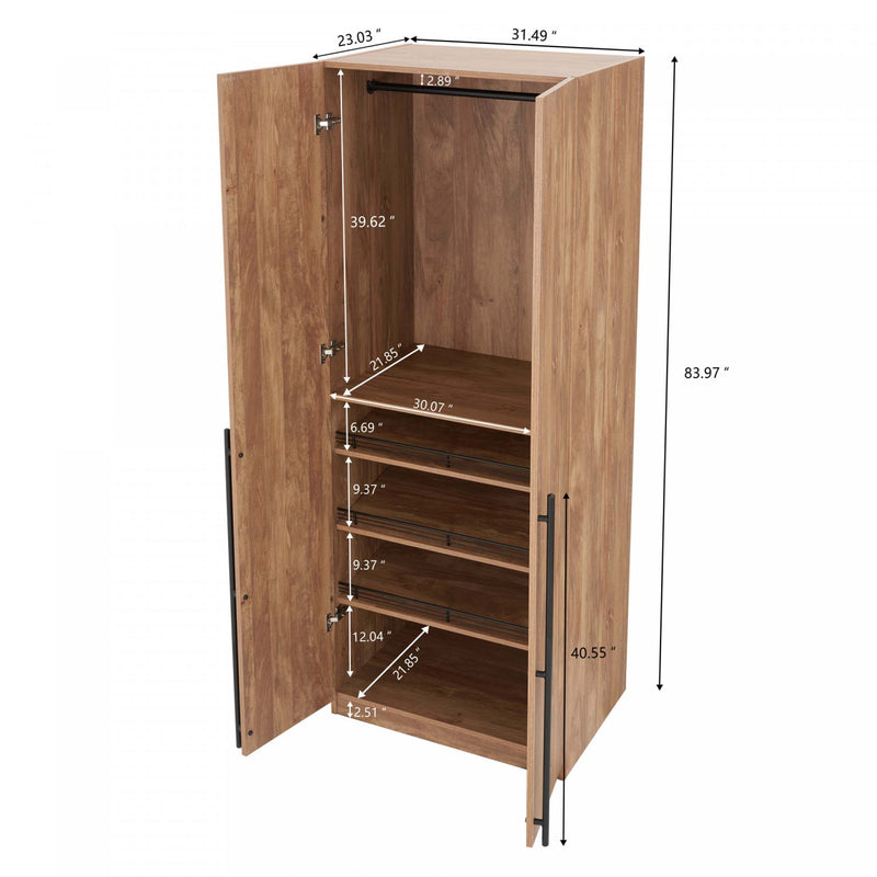 Lee Modern 32" Wardrobe Closet in Golden Brown - Set of 2 Armoire - The ...