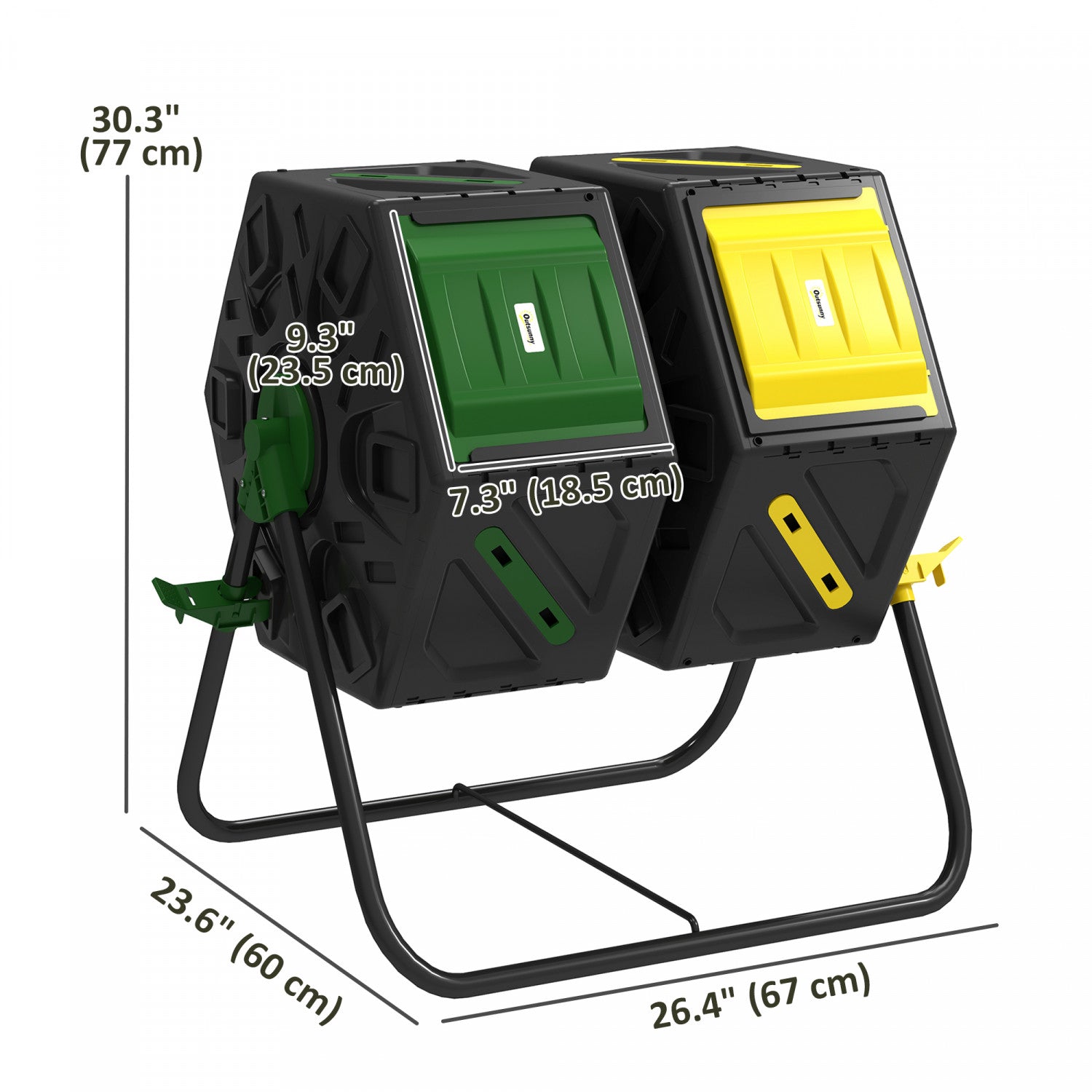 Outsunny 34.5 Gallon Composter, Dual Chamber Compost Bin, Yellow An ...