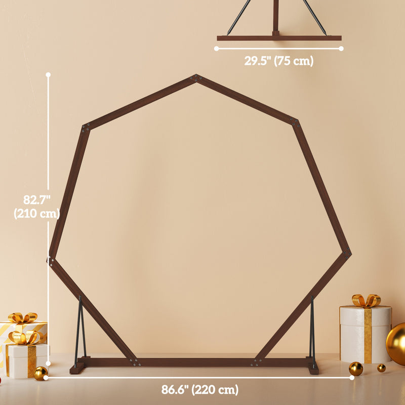 Outsunny 7ft Wedding Arch, Heptagon Wooden Arch For Ceremony, Brown ...