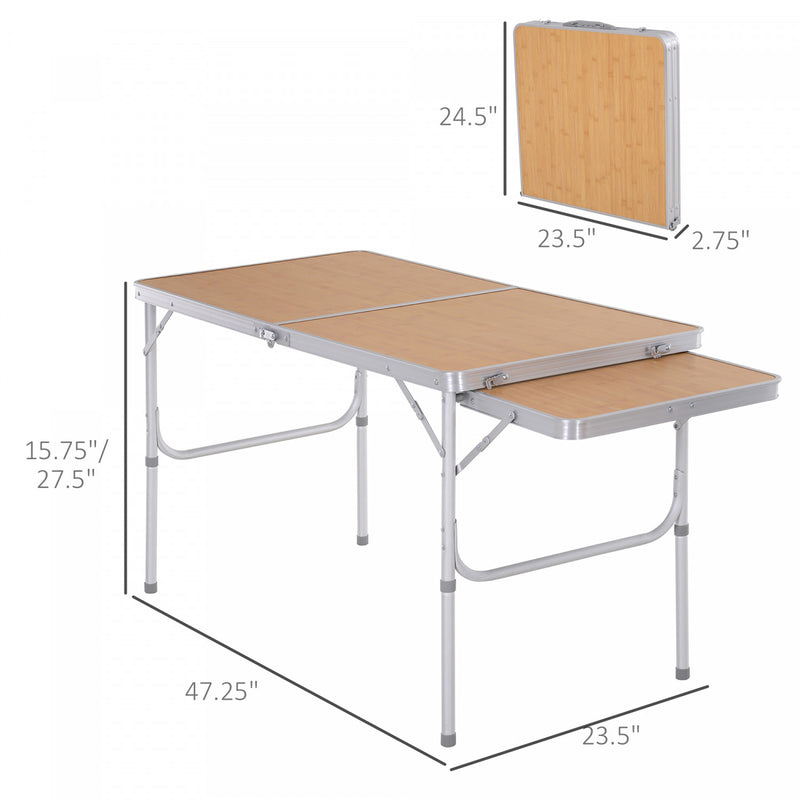 Outsunny 4ft Picnic Table with Slide Shelf Outdoor Portable Aluminu ...