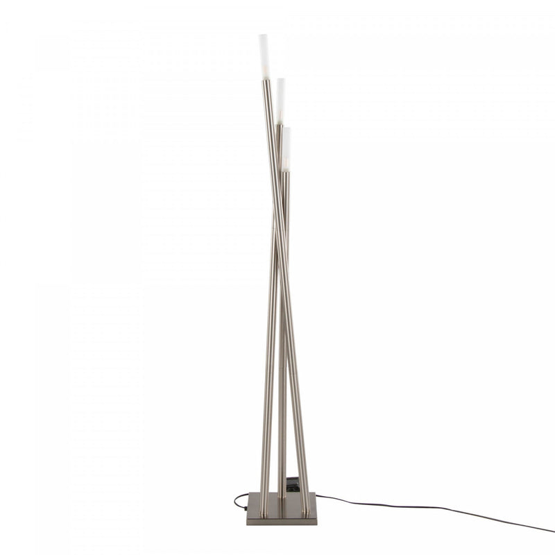 LumiSource Icicle Contemporary Brushed Nickel Floor Lamp - The Brick