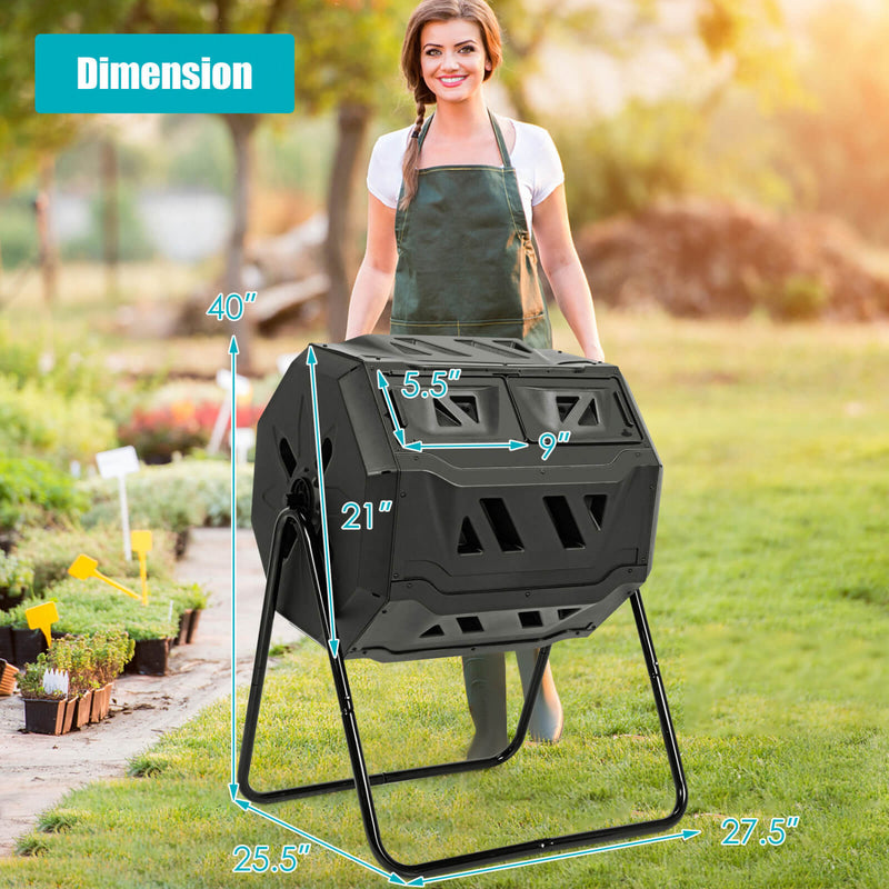 Costway Tumbling Composter 40 Gallon Garden Rotating Compost Bin W ...