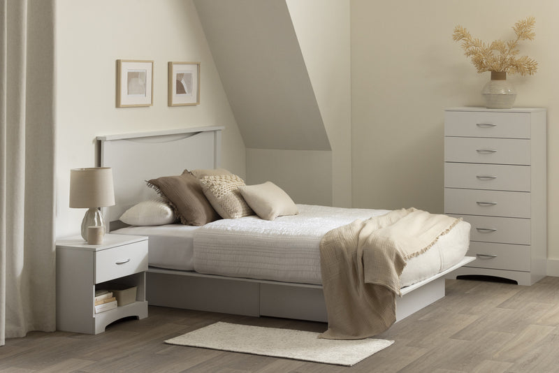 Step One Platform Bed With Drawers - Pure White - The Brick