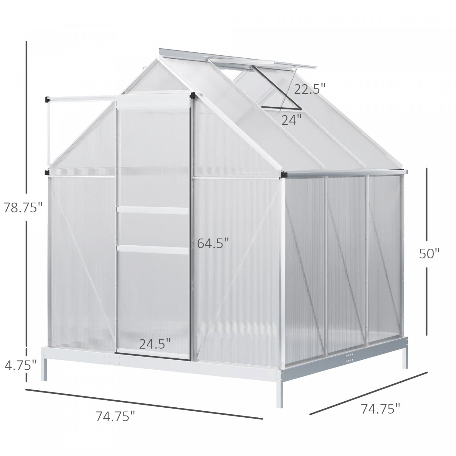 Outsunny 6' X 6' Aluminum Greenhouse Polycarbonate Walk-in Garden G ...