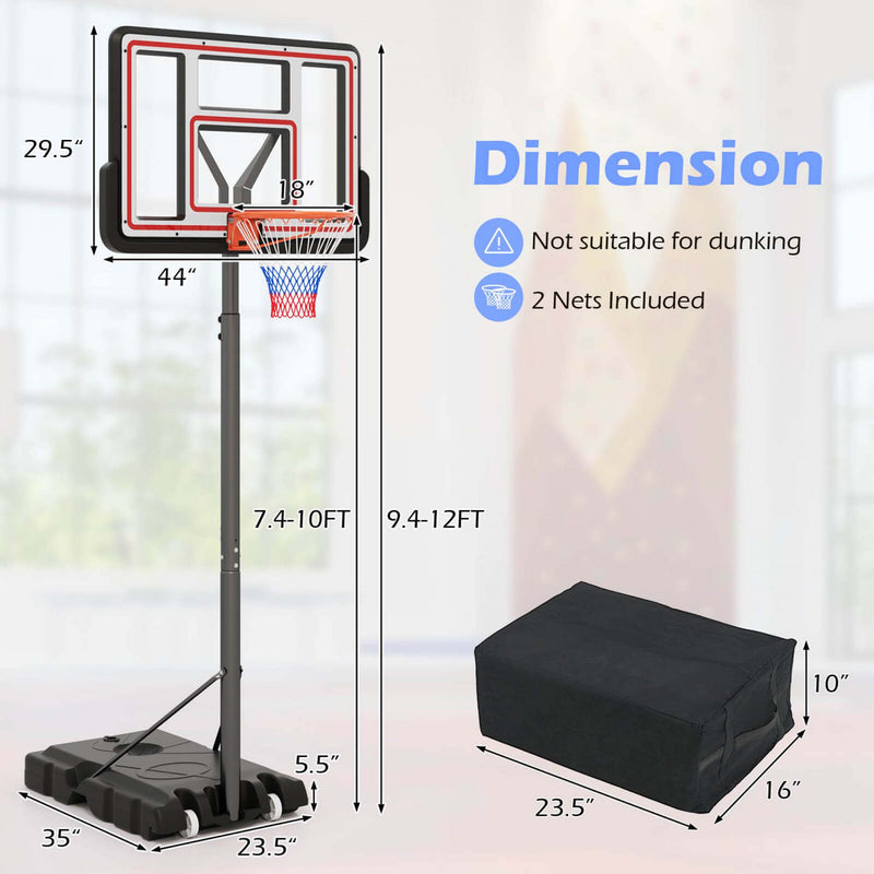 Goplus 7.4-10 Ft Basketball Hoop Outdoor System With 44 Inch Shatte ...