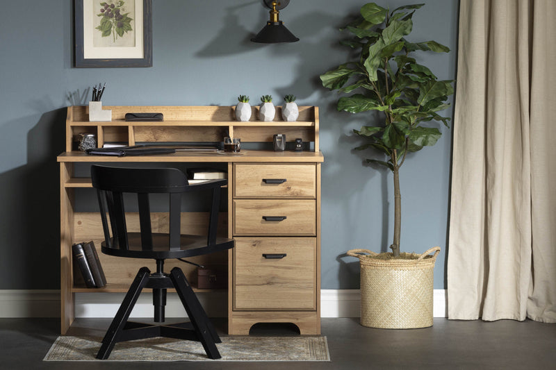 Versa Computer Office Desk With Hutch - Nordik Oak - The Brick