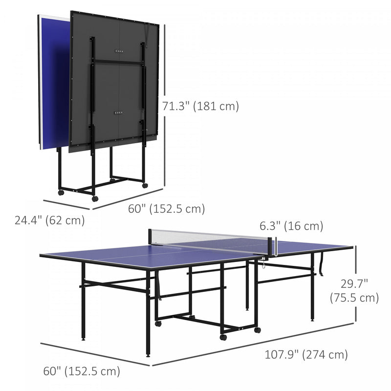 Soozier Full Size Ping Pong Table, Folding Table Tennis Table Set ...
