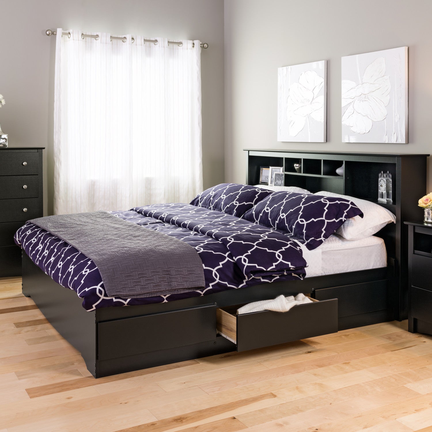 Prepac King Bookcase Headboard Black