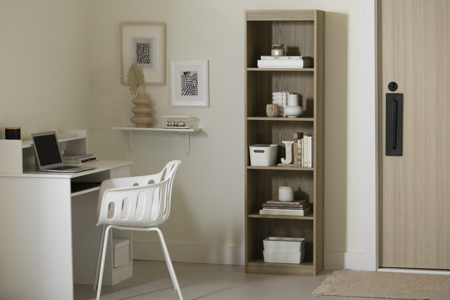 Axess 5 Shelf Narrow Bookcase Natural Ash The Brick
