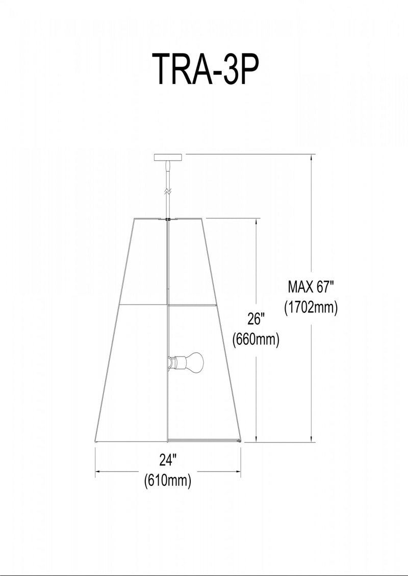 Dainolite Trapezoid 3 Light Pendant Trapezoid Black/White Shade Whi ...