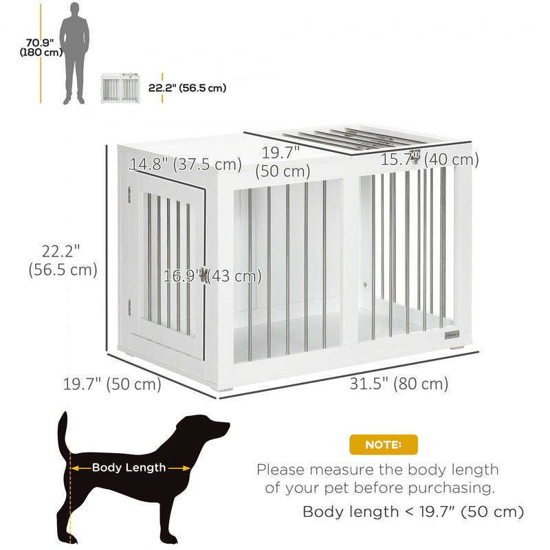 Pawhut Dog Crate Furniture, 31.5" Dog Kennel Furniture Side End Tab ...