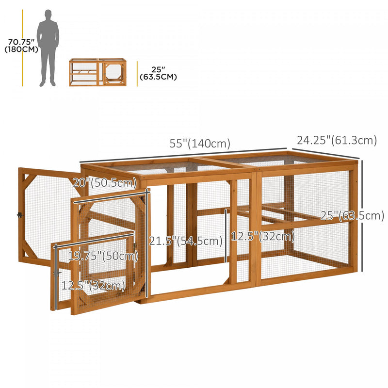 Pawhut 55" Wooden Chicken Coop Extension, Chicken Cage Outdoor With ...