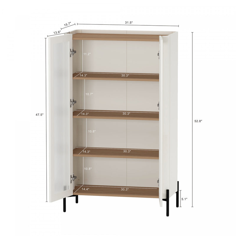 Abbey Modern 32" Tempered Glass Bookcase Cabinet in Maple and Off W ...