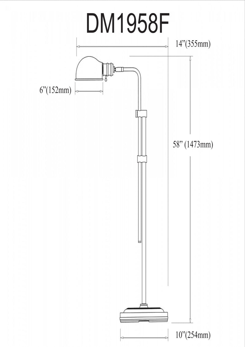 Dainolite Fedora Floor Lamp Oil Brushed Bronze Adjustable Arm And S ...