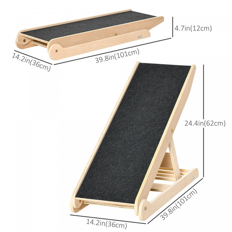Pawhut Dog Ramp For Bed Couch, Foldable Pet Ramp Height Adjustable ...
