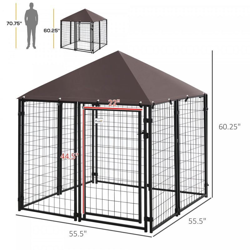 Pawhut Lockable Dog House Kennel With Water-resistant Roof For Smal ...