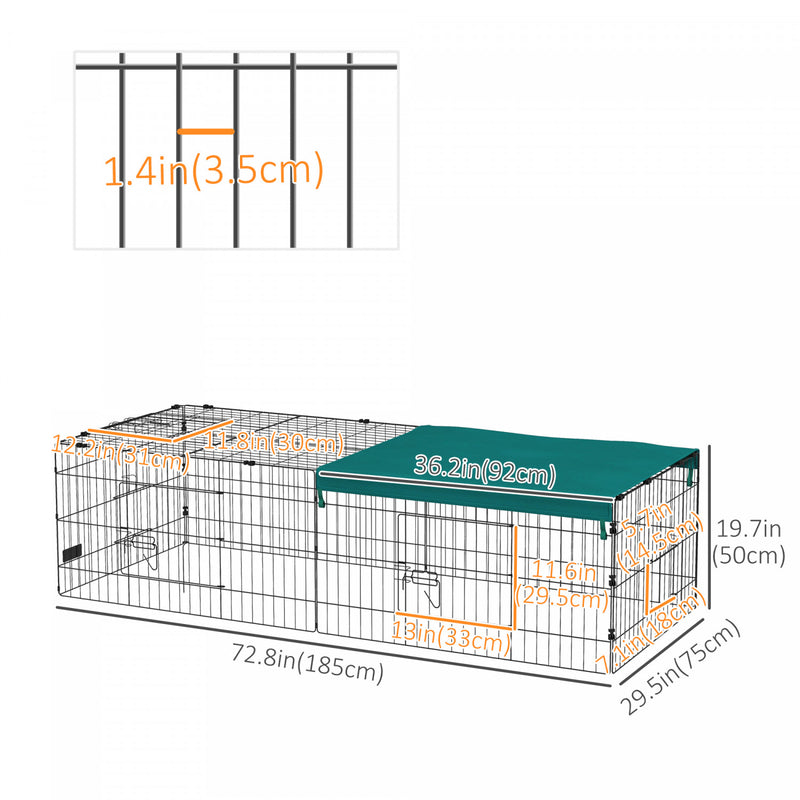 Pawhut 73" Small Animal Cage, Pet Playpen For Chicken, Rabbits, Chi ...