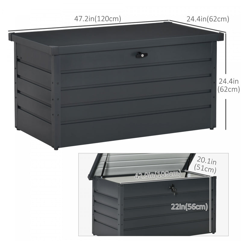 Outsunny Steel Deck Box, 68 Gallon Large Outdoor Storage Container ...