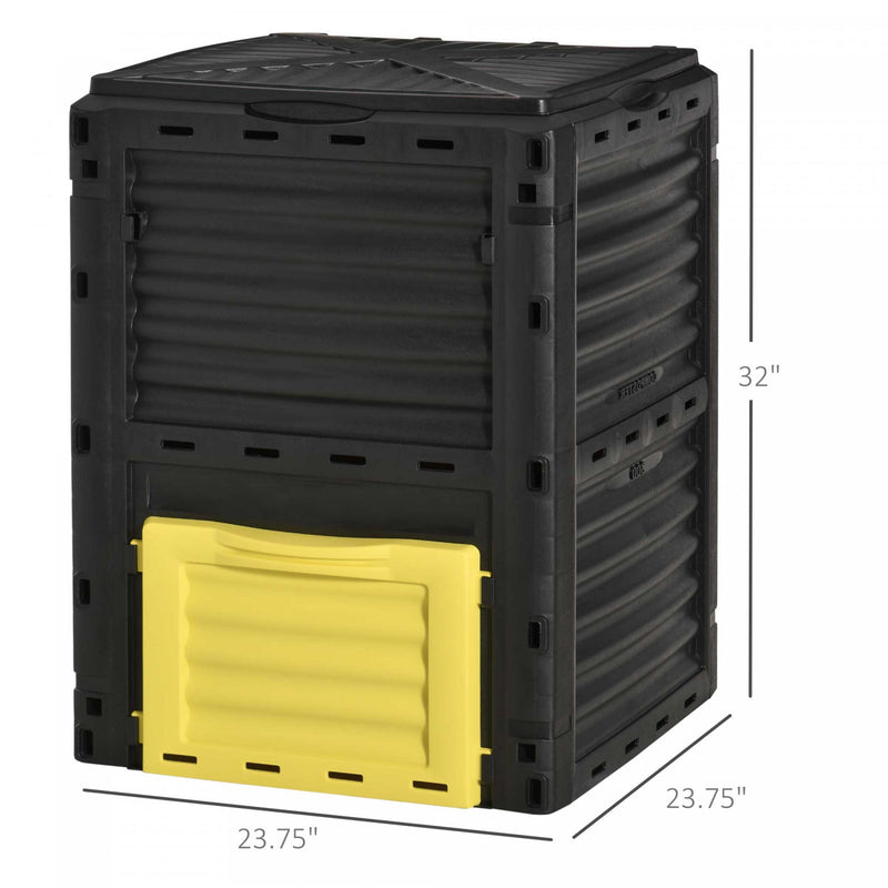 Outsunny Garden Compost Bin Large Outdoor Compost Container Yellow ...