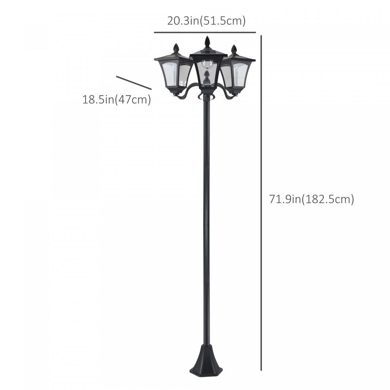 Outsunny Triple Solar Lamp Post Garden Solar-powered LED Street Vin ...