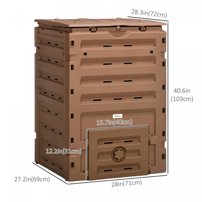 Outsunny 120 Gallon Compost Bin, Large Composter With 80 Vents, Brown ...