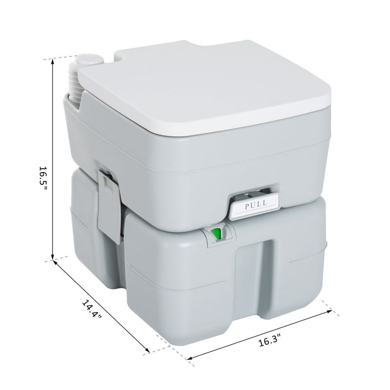 Homcom Outdoor Portable Travel Toilet Flushable Tank With Level Ind ...
