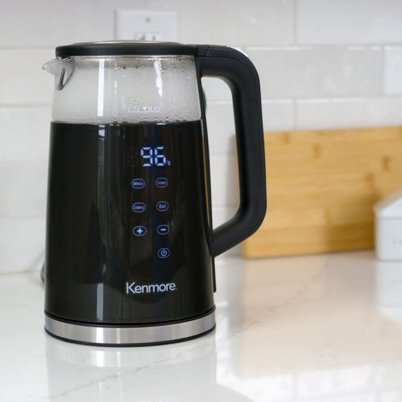 Kenmore Double Wall Glass Digital Touch Screen 1.7 L Kettle Black ...