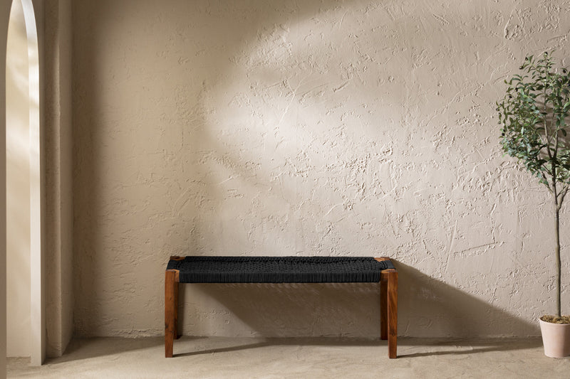 Agave Rope Bench - Black/Natural - The Brick