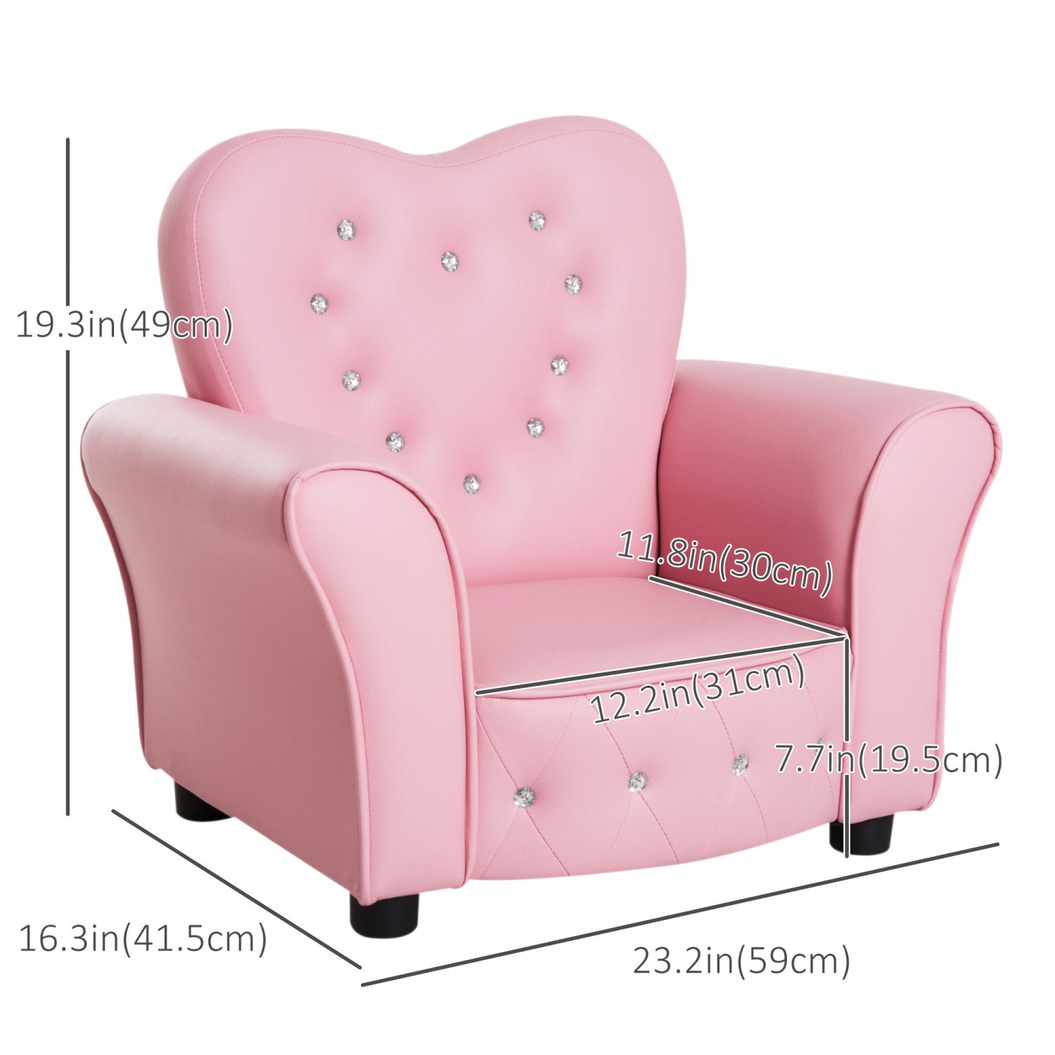 Qaba Kids Sofa Chair Wooden Frame Upholstered Toddler Couch Princ. The Brick
