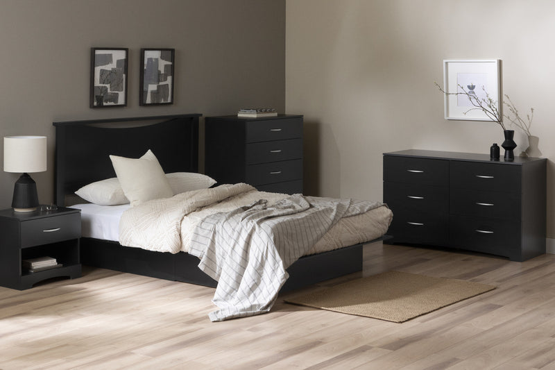 Step One Platform Bed With Drawers - Pure Black - The Brick