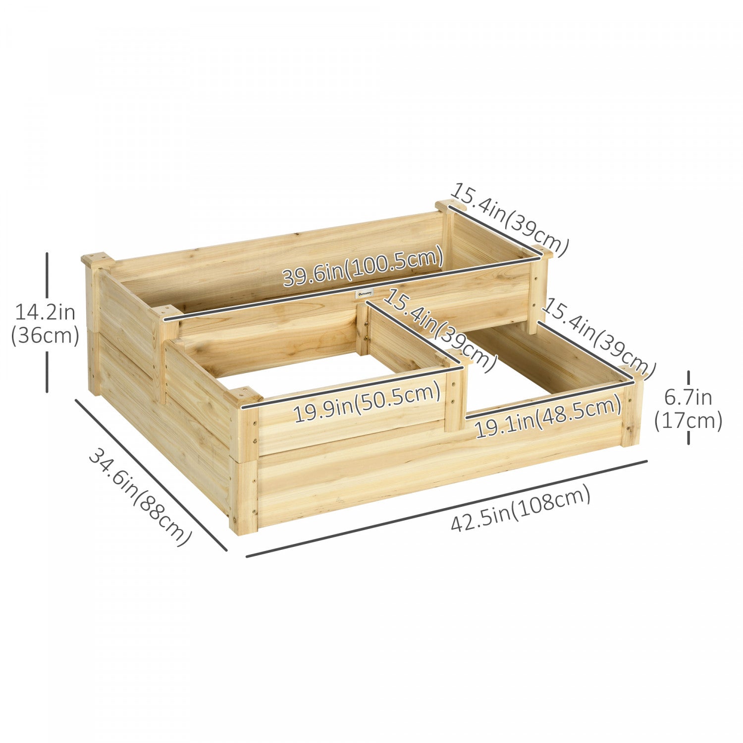 Outsunny 3 Tier Raised Garden Bed, Wooden Raised Planter Box Kit Fo ...