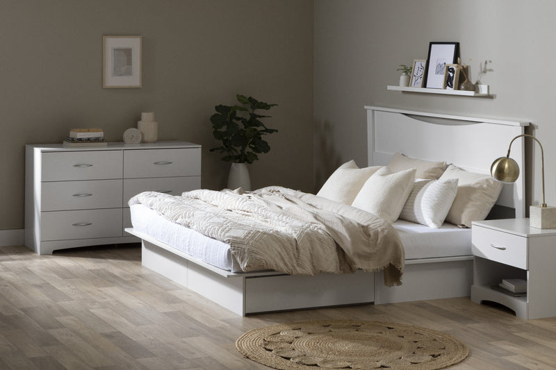 Step One Platform Bed With Drawers - Pure White - The Brick