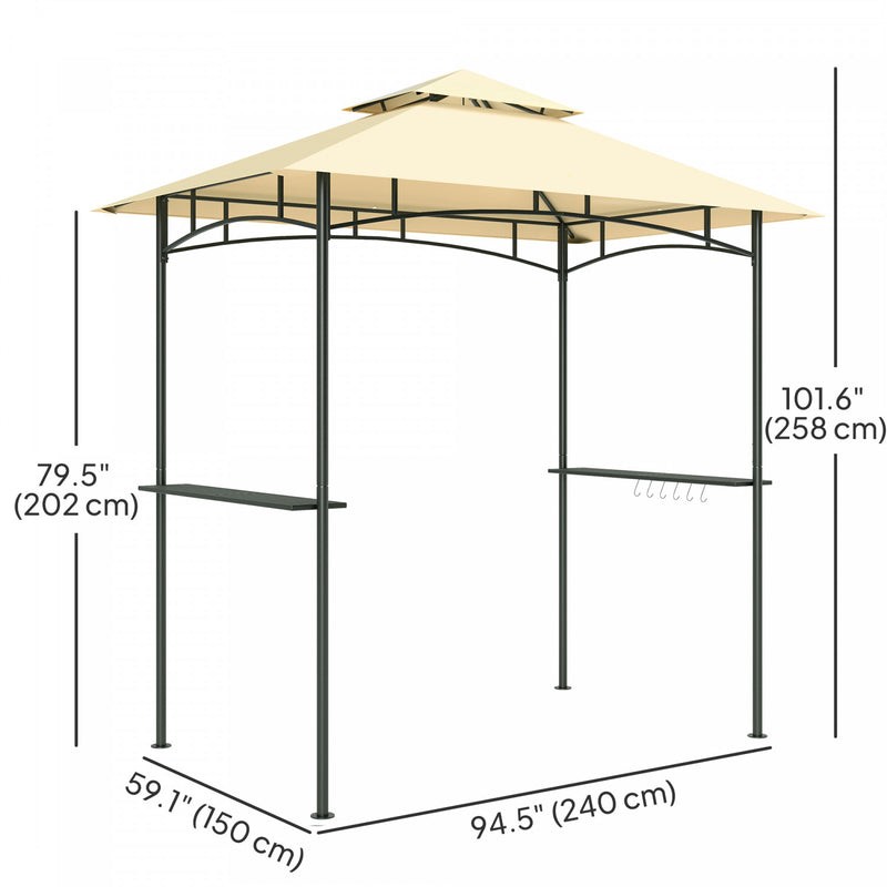 Outsunny 8' X 5' Grill Gazebo, Double Tiered Barbecue Gazebo, Beige ...