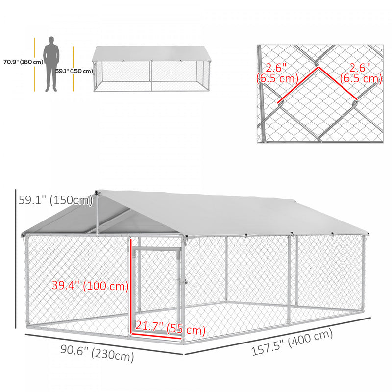 Pawhut Outdoor Dog Kennel Dog Run With Waterproof, Uv Resistant Cov ...