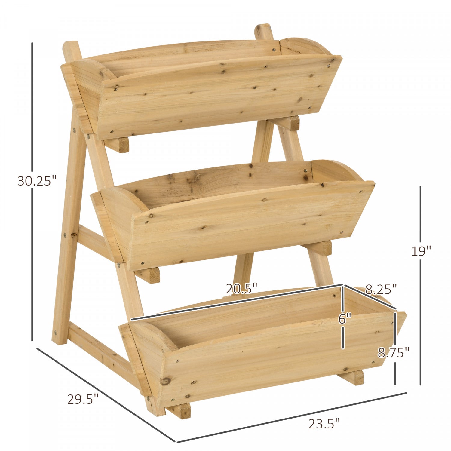 Outsunny 3 Tier Raised Garden Bed Vertical Wooden Elevated Planter