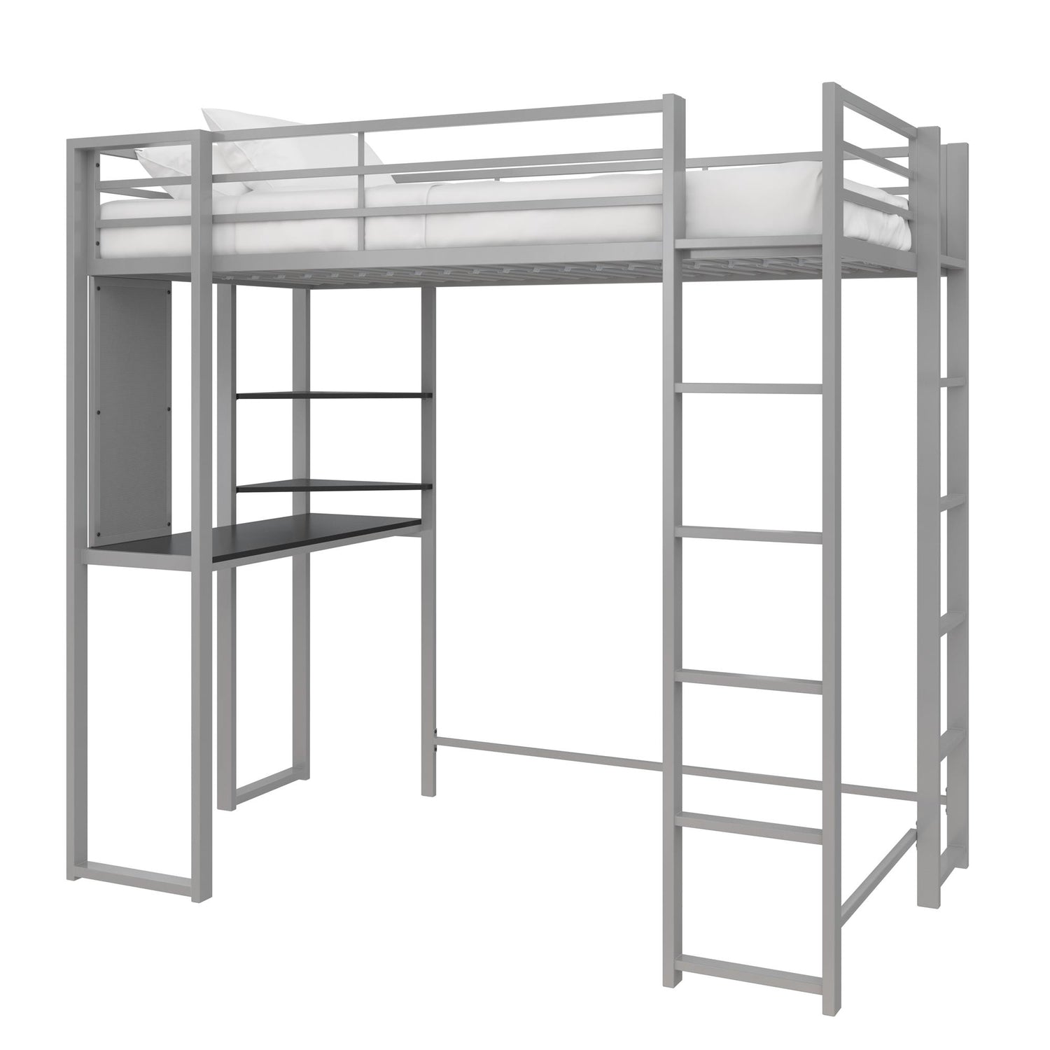 DHP Abode Twin Size Metal Loft Bed Silver The Brick