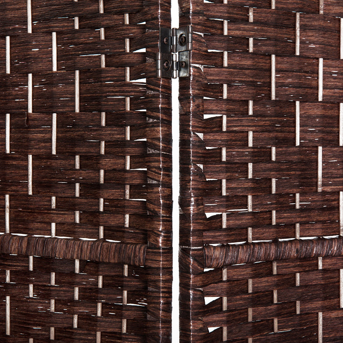 Homcom Double Hinged Woven Wicker Room Divider And Privacy Screens ...