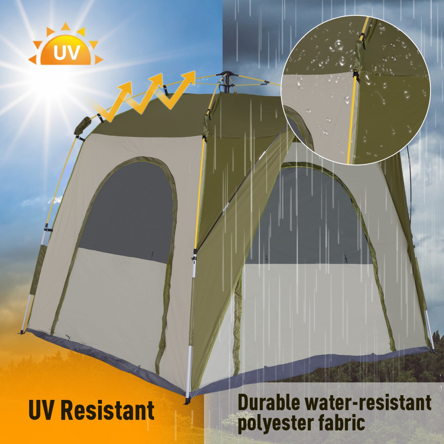 Outsunny Instant Automatic Camping Tent W/ 4 Doors And 4 Windows, O... - The Brick