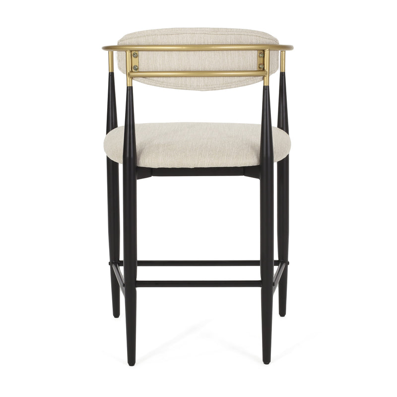 Aubrey Counter Stool Set Of 2 With Open Back,fabric Upholstery, Met ...