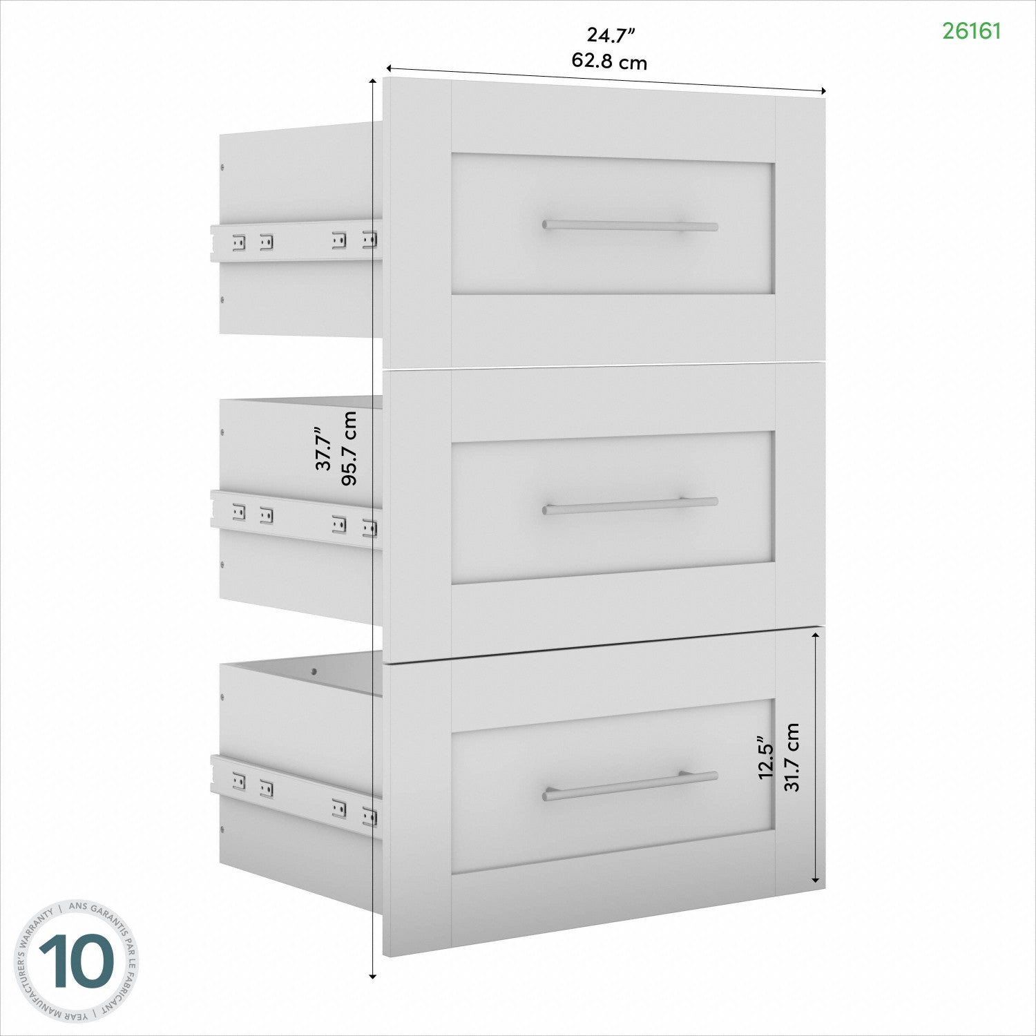 Bestar Pur 3 Drawer Set for 36 W Closet Organizer - Bark Grey - The Brick