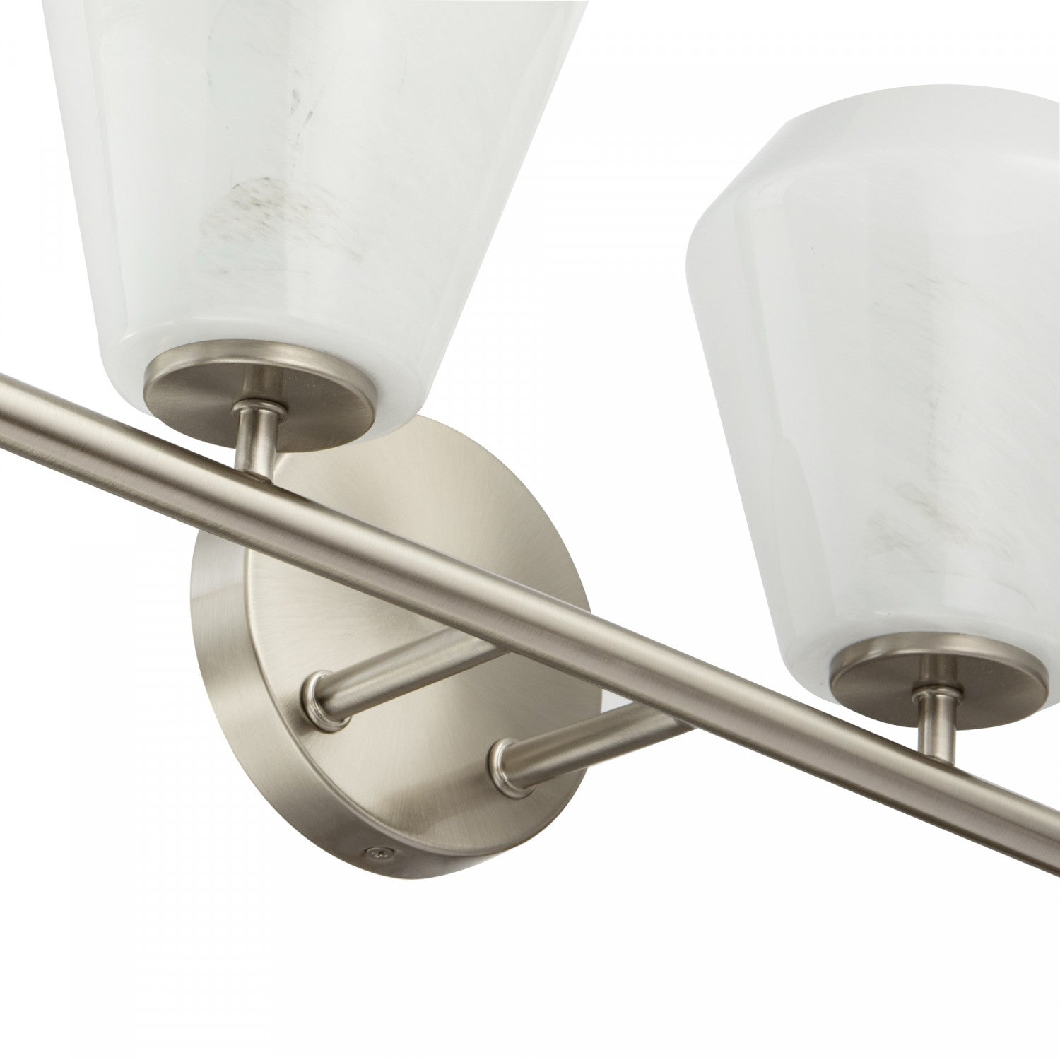 Brooke 4 Light Bathroom Vanity, Brushed Nickel With Wispy White Gla ...