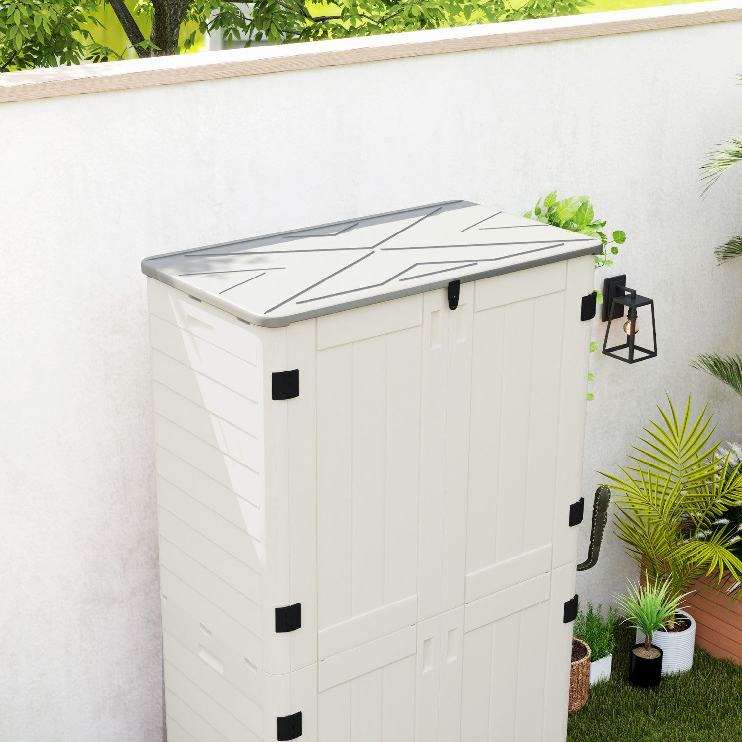 Outsunny 368 Gallon Storage Cabinet With Openable Top And Lockable ...