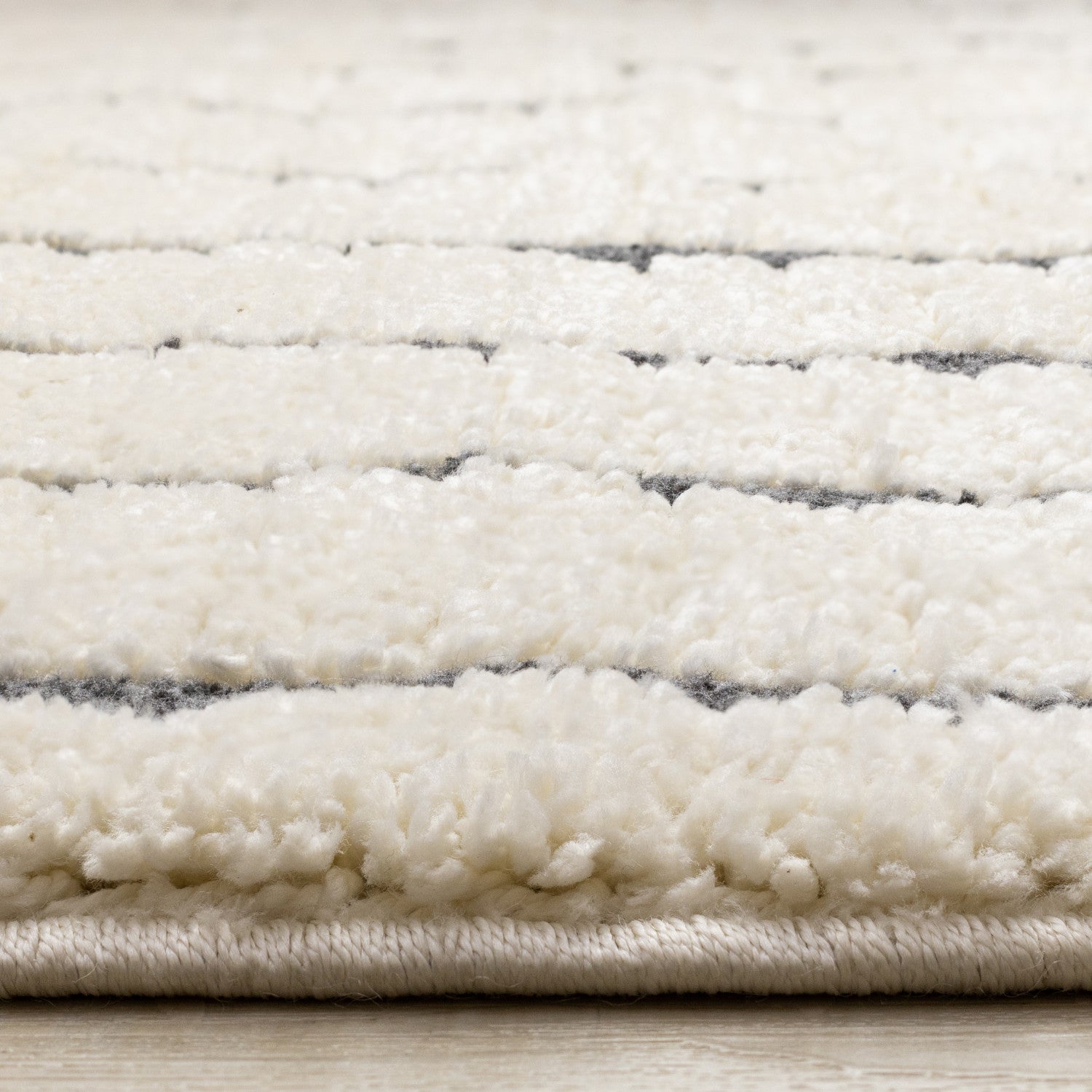 Teagan Plush Pile Cream Black Vertical Lines Area Rug - 5'3" x 7'7 ...