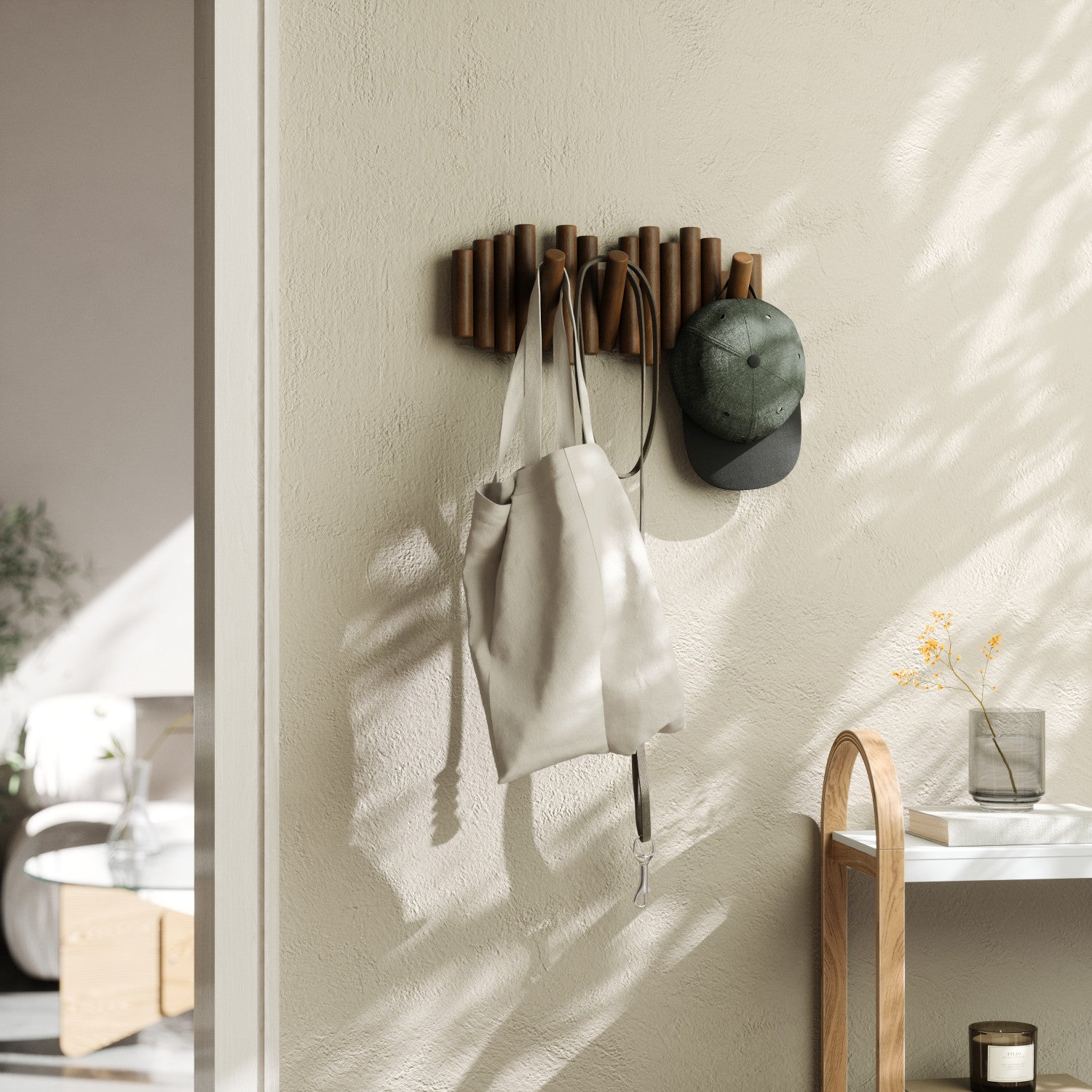Umbra Picket Rail Wall Hooks - Aged Walnut - The Brick