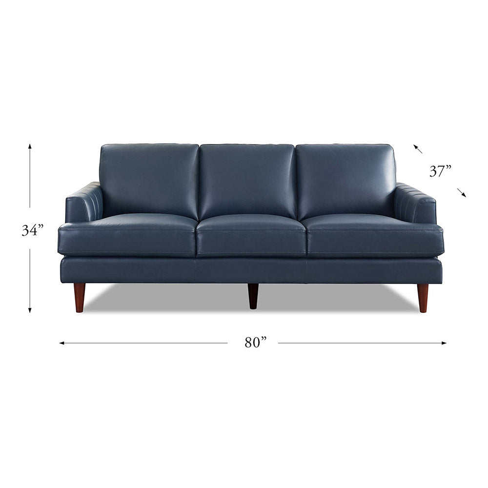 Hydeline Cassis Leather Sofa - Navy | The Brick