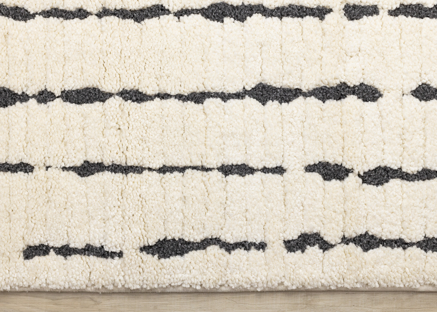 Teagan Plush Pile Cream Black Vertical Lines Area Rug - 5'3" x 7'7 ...