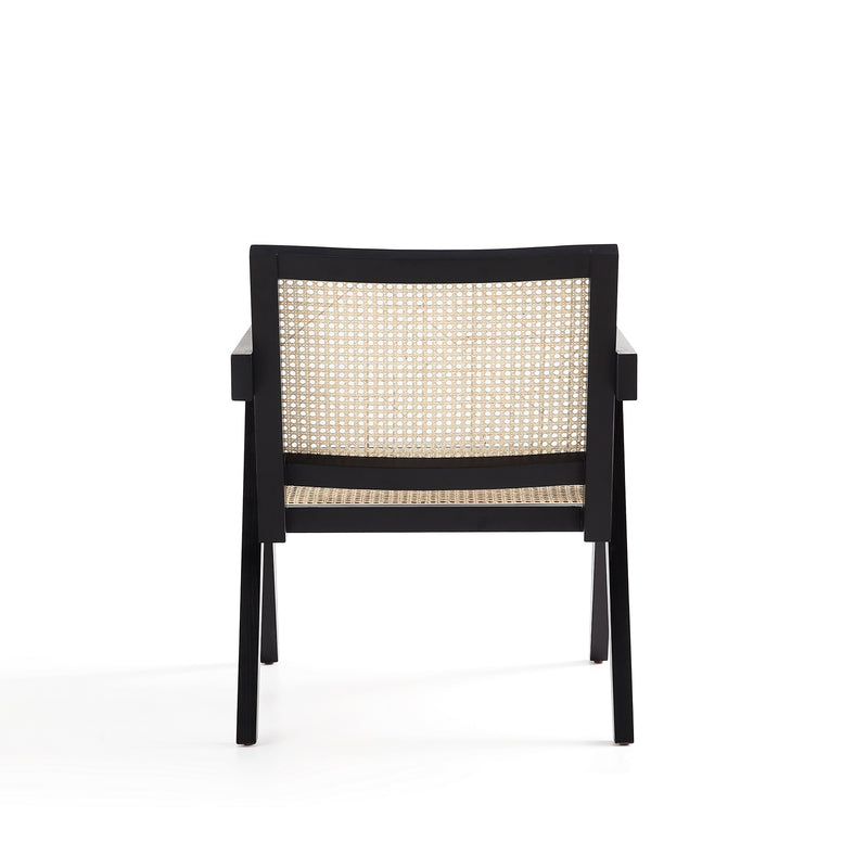 Manhattan Comfort Hamlet Accent Chair - Black & Natural Cane - The Brick