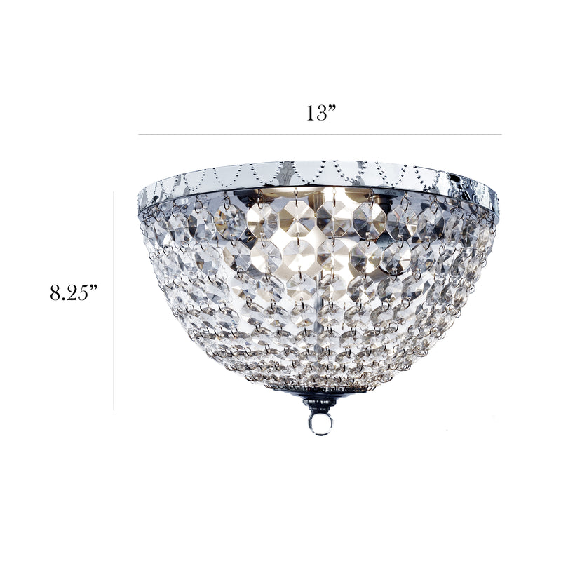 Elegant Designs Victoria Crystal Rain Drop Ceiling Light Flush Mount ...